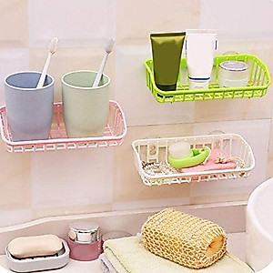 Gnc33Ouhen Double Suction Cup Sink Sponge Soap Toothbrush Cup Holder Kitchen Bathroom Drain Storage Rack Pink
