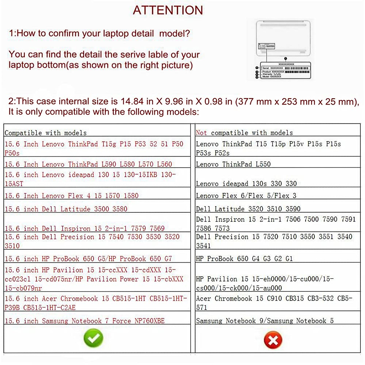 Protective Case + Portable Bag for 15.6" Lenovo ThinkPad P15 T15g P53 52 51 P50 P50s L580 L590 L570 L560/ideapad 130-15IKB 130-15AST/Flex 4 15 1570 1580[NOT fit ThinkPad P15v P15s T15 P15s T15p],Black