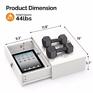 VINGLI Floating Nightstand with Drawer Set of 2, Floating Bedside Table, Wall Mounted Nightstand, Hanging Nightstand White for Bedroom, Floating Wood Night Stand/Side Table, Floating Nightstands