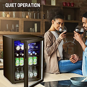 Xbeauty Beverage Refrigerator Cooler - 97CansMini Fridge Glass for Soda Beer or Wine double Glass Door Drink for Home and Bar,Adjust Temperature Freestanding Black Touch Control Panel,2.6Cu.Ft……