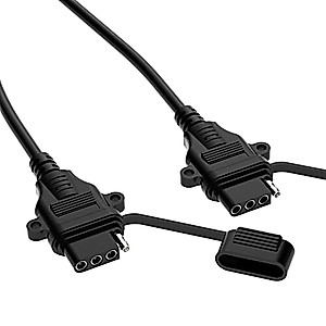 18AWG 1FT 4 Pin Trailer Connector Y Splitter Universal 4 Way Trailer Plug for Tailgate Light Bar Plug and Play 4 Pin Connectors Extension Harness Wiring Plug With Mounting Holes and Dust Cover - 1FT
