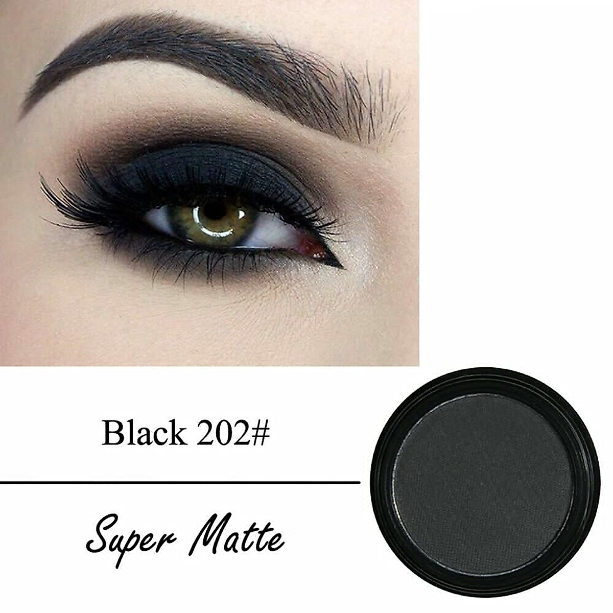 Phoera AQUAPURITY Waterproof Long Lasting Matte Eyeshadow Palette in 12 Pigment Color Face Powder Eye Shadow Cosmetic Cream Makeup Cosmetic (202 BLACK)