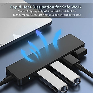 USB Hub for Laptop, 4-Port USB 3.0 Hub USB Splitter USB Extender for Laptop, MacBook, Mac Pro, Mac Mini, iMac, Surface Pro, XPS, PC, Flash Drive, Mobile HDD