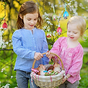 25 Pieces Paper Mache Egg Hanging Ornaments Easter Decoration, Foam Easter Bunny Hen and Egg Ornaments for Party Garden Home Decoration