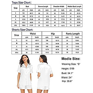 SWOMOG Couple Matching Pajamas Set Satin Short Sleeve Sleepwear Silky Pj Set for Women Button-Down Two-Pieces Nightwear