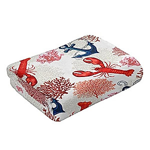 VunKo Lobster Anchor Corals Kitchen Dish Towel Soft Highly Absorbent Hand Towel Home Decorative Multipurpose for Bathroom Hotel Gym and Spa 15.7 x 27.5 Inches