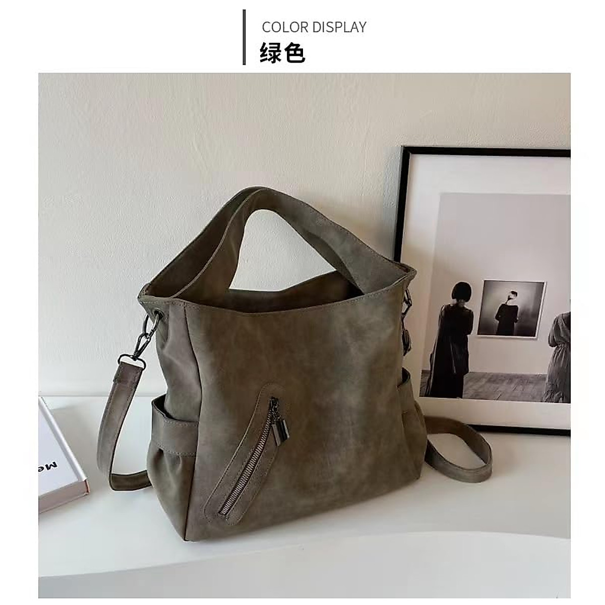 Retro frosted bag for women's large capacity versatile crossbody bag with texture, portable commuting tote bag