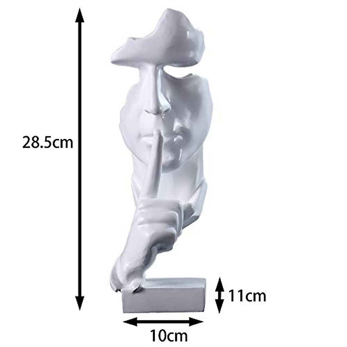 aboxoo Silence is Gold Thinker Statue, Modern and Simple Resin Things, Creative Abstract Figurine Sculptures for Entrance, Creative Room Home, Office Study, Piano Decor (White)