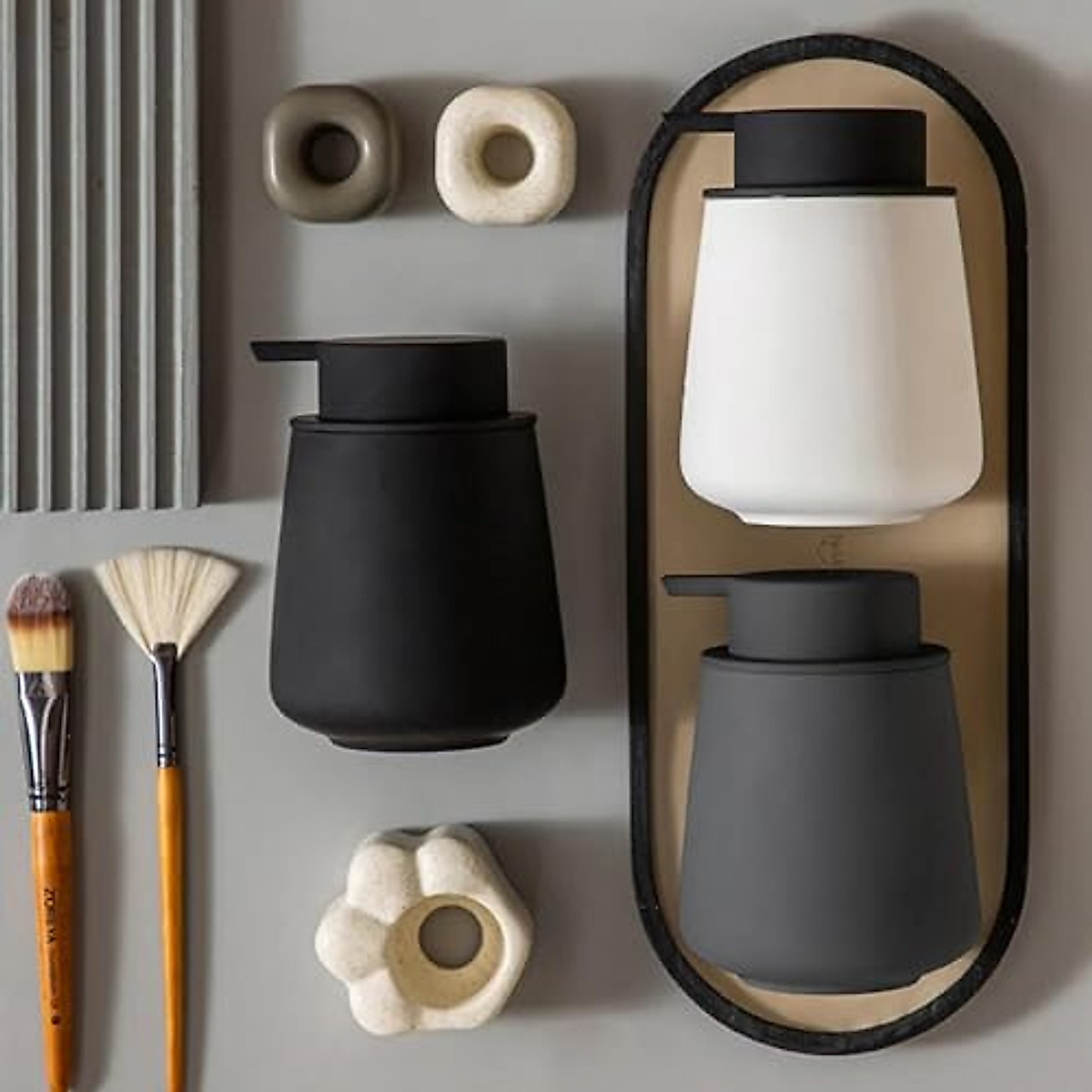 Soap Dispenser 300ml Foam Soap Dispenser Bathroom Ceramic Lotion Shampoo Bottle Conditioner Empty Bottle Soap Dispenser Bathroom (Color : White Liquid)