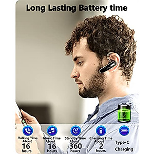 Ybtoo Bluetooth Headset, V5.1 Ultralight Wireless Handsfree Earpiece Cell Phone with Noise Cancellation Microphone for iPhone Android Samsung Laptop Trucker Driver