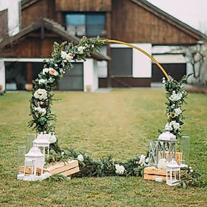 Fogein 6.6ft Round Backdrop Stand, Stable Circle Balloon Arch Frame, Metal Circle Arch Stand for Wedding Birthday Party Baby Shower Decoration(Gold)