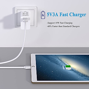 5V3A Type C Fast Charger for Samsung Galaxy Tab A7 10.4" SM-T500, A7 Lite 8.7" SM-T220; Tab A8 10.5" SM-X200; Tab A9+ 12.4" SM-X210; Tab S9 S9+ S8 S8+ S7 S7+ S6 with 3A Fast USB-C Charging Cable Cord