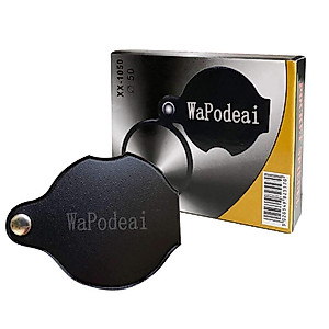 Wapodeai 2pcs 10x Small Pocket Magnify Glass Premium Folding Mini Magnifying Glass with Rotating Protective Sheath, Apply to Reading, Science, Jewelry, Hobbies, Books, 1.96in