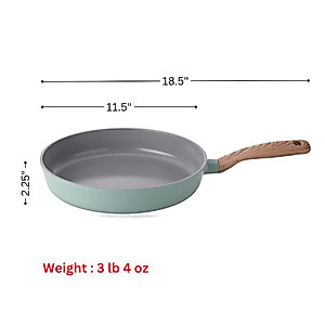 Kitchen Nonstick 11" Stir Frying Chef Pan with Bakelite Handle, Healthy Cooking Die-Cast Flat Bottem Multi Pan, Non-Stick Ceramic Coating Skillet, Induction Compatible Cookware, Made in Korea ( 28cm )