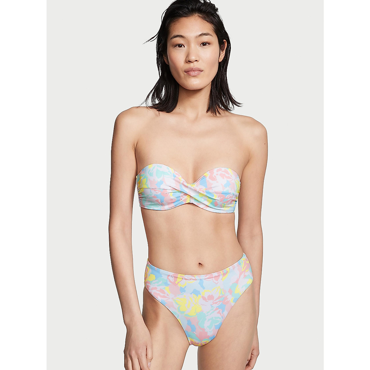 Victoria's Secret Mix-and-Match High Waisted Bikini Bottom, Swimsuit for Women, Floral Full Coverage Bathing Suit Bottoms for Women, (L)