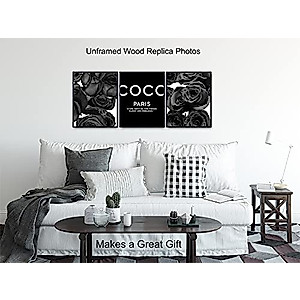 Motivational Inspirational Quote Set - Glam Wall Decor Artwork - Fashion Design Home Art - Bedroom, Living Room, Bathroom, Office - Luxury Gift for Women, Fashionista - Black Roses Set - UNFRAMED
