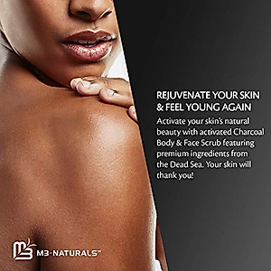 Charcoal Scrub Face Foot & Body Exfoliator Infused with Collagen and Stem Cell Exfoliating Salt Body Scrub for Toning Skin Cellulite Skin Care Body by M3 Naturals Pack of 2