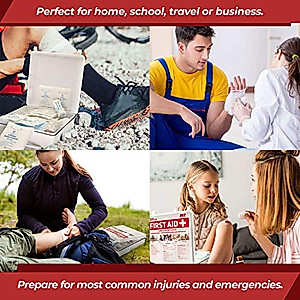 Complete 321 Piece Emergency First Aid Kit | Business & Home Medical Supplies | Wall Mountable Hard Case | Office, Car, Travel, School, Camping, Hunting, Sports