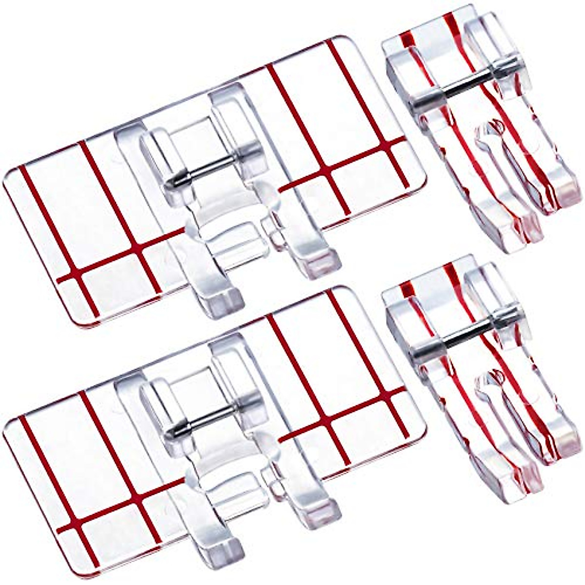 PAGOW 4PCS 1/4" (Quarter Inch) Sewing Machine Presser Foot, Brother Sewing Machine Accessories Fit for Singer, Babylock, Household Low Shank Sewing Machine (2 Style)