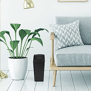 Hoolerry 2 Pcs 3 Gallon/12 Liter Small Trash Can Plastic Kitchen Garbage with Lid Small Trash Bin for Bathroom Office Bedroom Kitchen Waste Outdoor (Black)