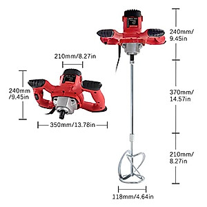 BriSunshine Electric Handheld Cement Mixer,2100W Concrete Paint Mixer Drill,Portable Mud Mixers for Mixing Mortar Plaster,6 Speed Adjustment 110V(UL Certified)