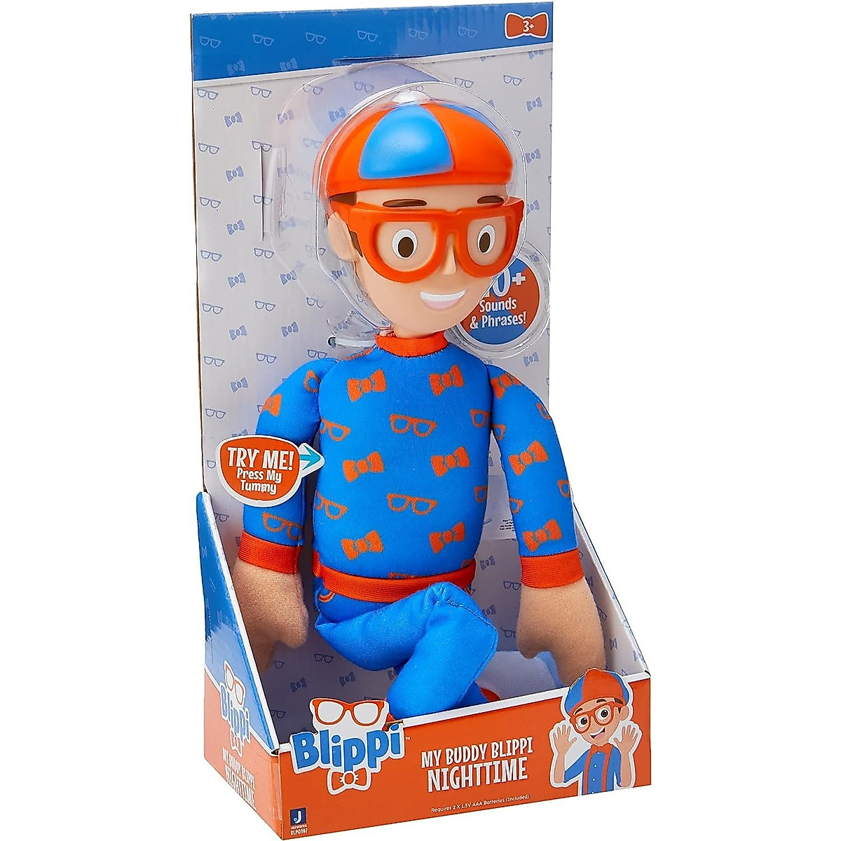 Blippi 16-Inch My Buddy Blippi Nighttime Talking Plush Doll - 11 Unique Sounds and Bed Time Phrases - Oficially Licensed - Great Toy Gift for Kids, Boys, Girls & Preschoolers - 3+