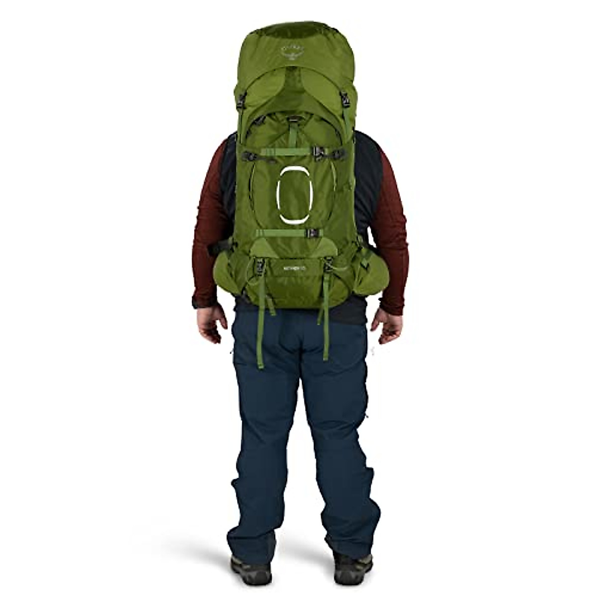 Osprey Aether 65L Men's Backpacking Backpack, Garlic Mustard Green, Extended Fit, Small/Medium