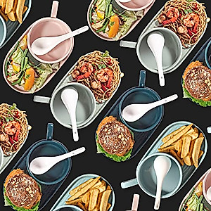 Artena Bright White 6.75 inch Asian Soup Spoons Set of 6, Ultra-fine Porcelain Tablespoon & Pasta Bowls 20oz, Large Salad Serving Bowls, 10 inch White Soup Bowls, Porcelain Pasta Bowls Set of 4