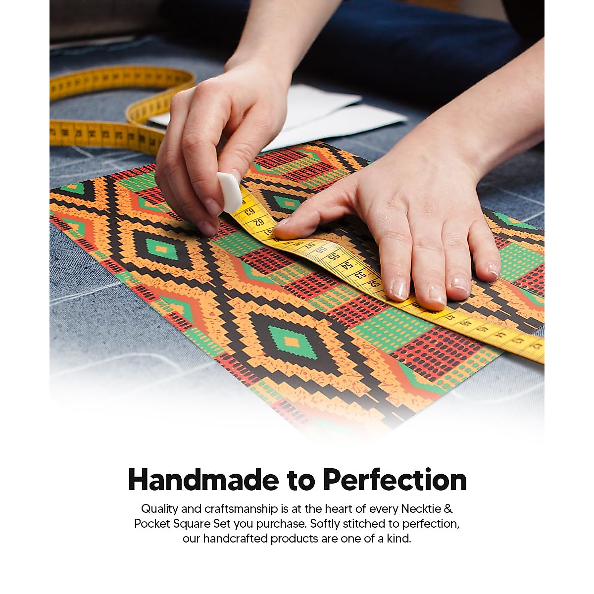Vittorio Farina Premium Kente Necktie & Matching Pocket Square Set (Kente #2)