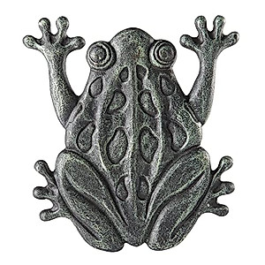 Upper Deck Cast Iron Frog Stepping Stone - Animal Garden and Yard Decor with Verdigris Finish