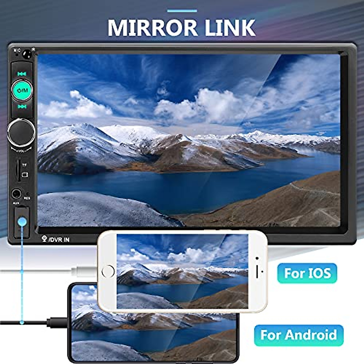 Podofo Car Stereo 2 Din Car Radio 7 Inch MP5 Player with HD Touch Screen Digital Display Bluetooth Multimedia support USB SD Aux-in Double Din Autoradio Mobile Phone Interconnection with Backup Camera