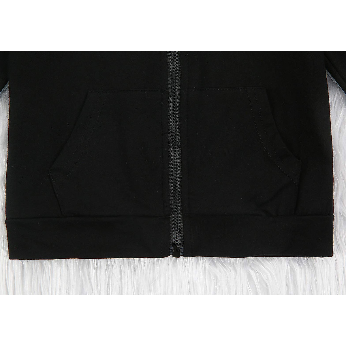 Imcute Baby Zip Up Hoodie, Unisex inflant Toddler Long Sleeve Sweatshirts Lightweight Jacket Hooded Coats Fall Winter Outfits (Black, 2-3T)