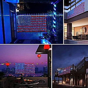 DANLI American Flag String Lights, Waterproof 420 LED String Lights, US Flag Light with Plug,Net Light Holiday Decoration for Garden Patio July 4th National Day Independence Day Memorial Day