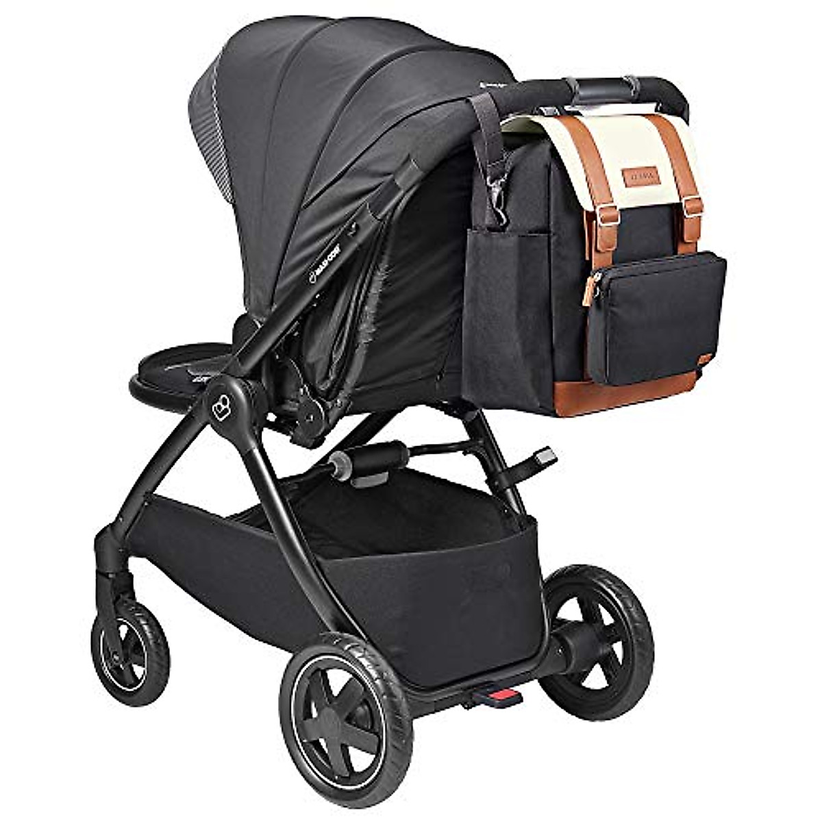 JJ Cole Bloomfield Modular Knapsack Diaper Bag, Ivory and Onyx