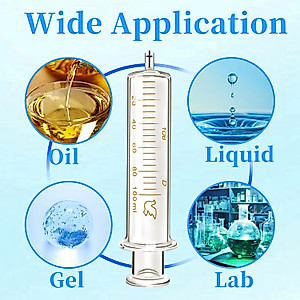 Gufastoe 1 Pack Glass Laboratory Syringes with Caps 100cc/ml for Industry