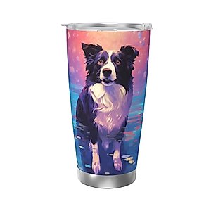 Border Collie Dog Tumbler with Lid - 20 oz Stainless Steel Vacuum Cup for Coffee, Water, and Travel - Leakproof for Home, Office, and School