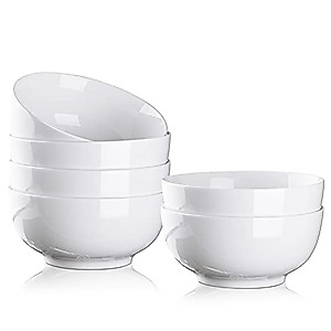 GlowSol 23 Ounces White Soup Bowls, White Cereal Bowls, Bowls Cereal Set of 6, Small Ceramic Bowl, Salad Bowls, White Porcelain Bowls, Deep Bowls, Deep Soup Bowls