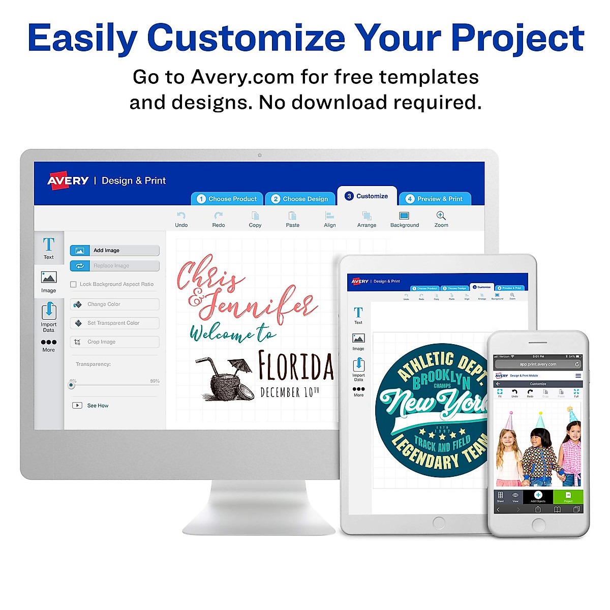 Avery Printable Heat Transfer Paper for Dark Fabrics, 8.5" x 11", Inkjet Printer, 5 Iron On Transfers (3279)