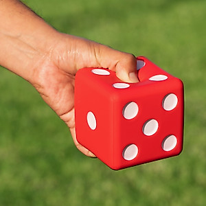 GoSports Giant 3.5 Inch Red Foam Playing Dice Set with Scoreboard (Includes 6 Dice, Dry-Erase Scoreboard and Carrying Case)