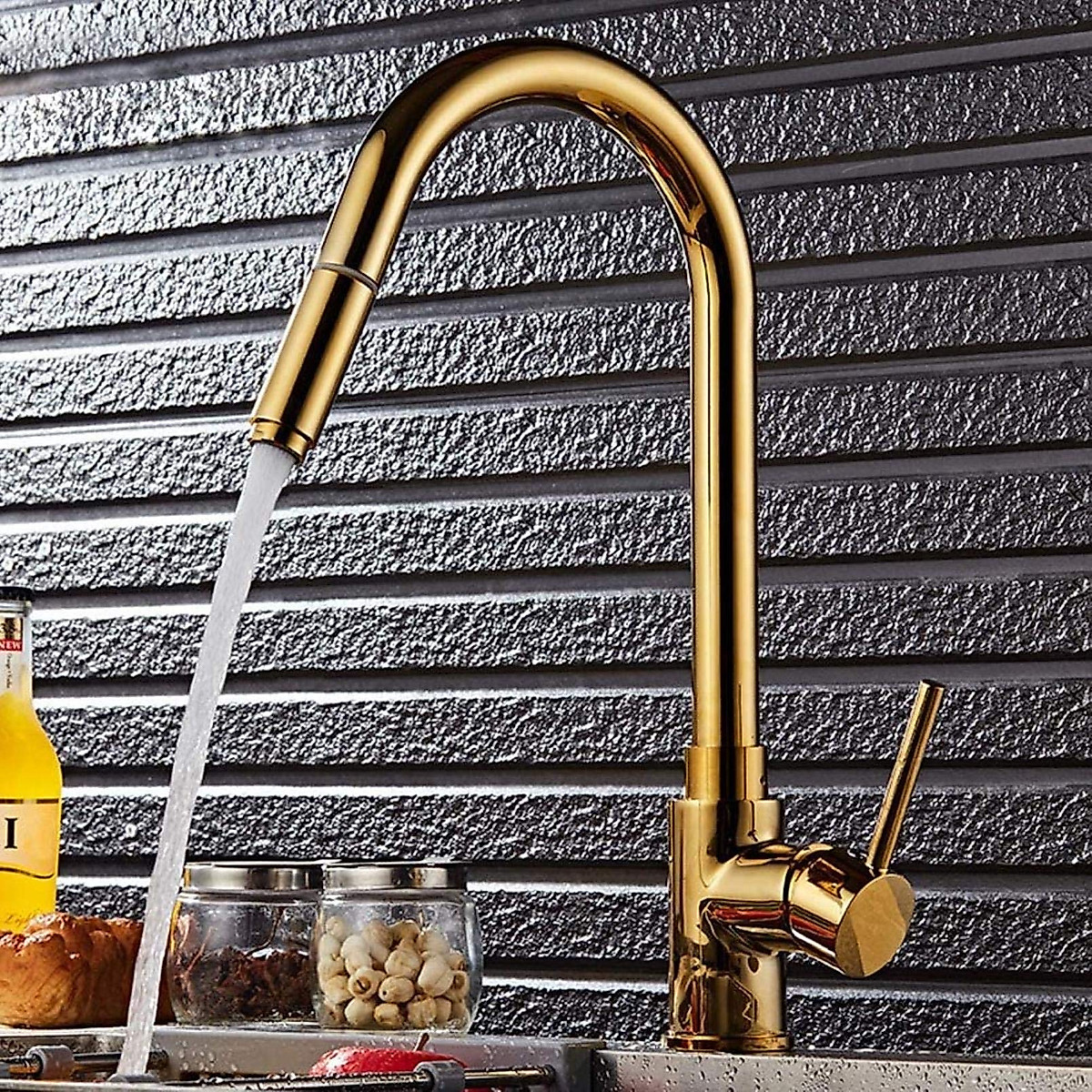 Bathtub Faucet Kitchen Sink Taps Modern Single Hole Single Handle Swivel Spout Pull Out Kitchen Taps, Mixer Hole Pull Out Faucet Monobloc Mixer Tap