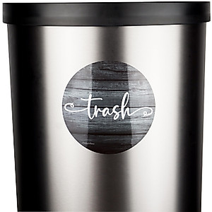 Recycle and Trash Stickers for Kitchen Trash Cans and Recycling Bins, Indoor Trash and Recycle Sticker Combo for Garbage Can Logo Symbol, 2 Decals Adhesives, 6.5 Inch Circle Decal for Outdoor