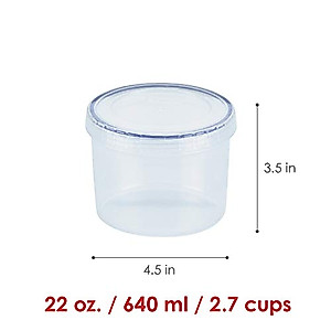 LOCK & LOCK Easy Essentials Twist Food Storage lids/Airtight containers, BPA Free, Short-22 oz-for Fruits, Clear