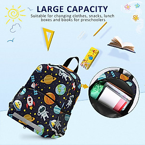 Planet Galaxy Childish Astronaut Toddler Backpack for Kids Boy Girls Age 3-6, Preschool Mini Backpack with Leash
