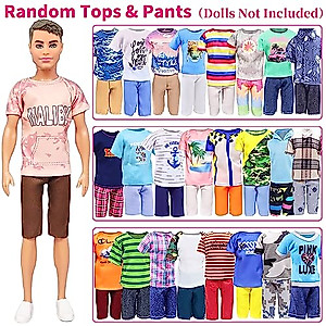 UNICORN ELEMENT 8 Item Summer Doll Clothes for 12'' Boy Doll Include 4 Sets T-Shirt+Pants, 4 Pairs of Swimming Trunks (Random Style and NO Doll)