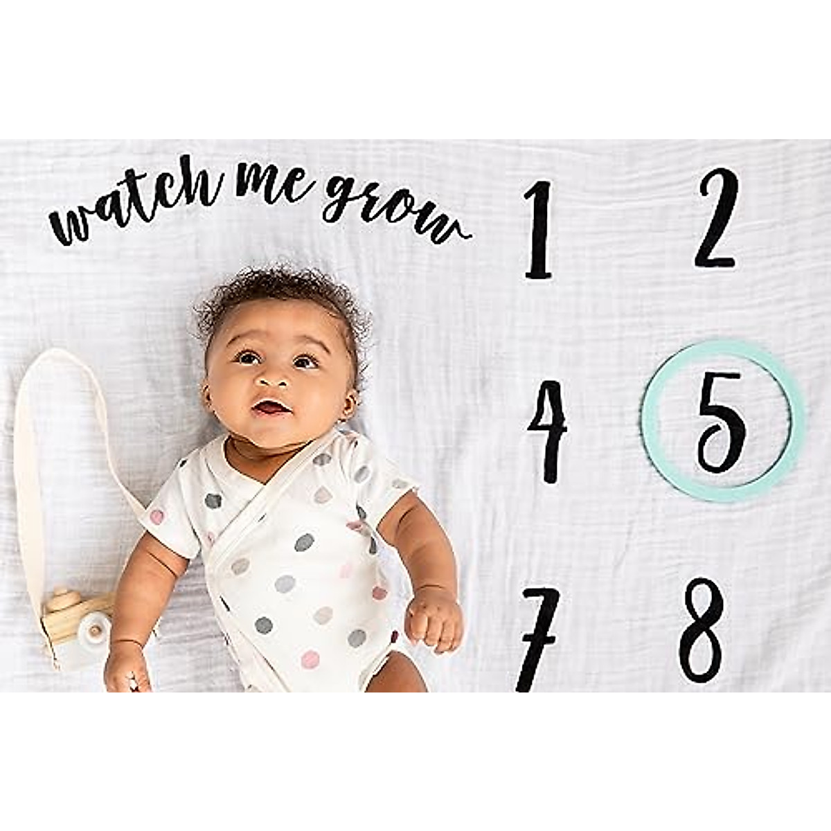 Little Pear Baby Milestone Marker Blanket, Gender-Neutral Baby Monthly Growth Chart, Baby Girl or Baby Boy Keepsake Blanket, Black & White