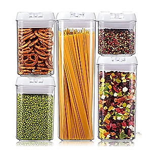 Airtight Food Storage Containers with Lids, 5 Pieces Kitchen Pantry Storage Containers BPA Free Plastic Cereal Containers for Pantry Organization and Storage, Kitchen Storage Containers, Containers for Organizing Pantry