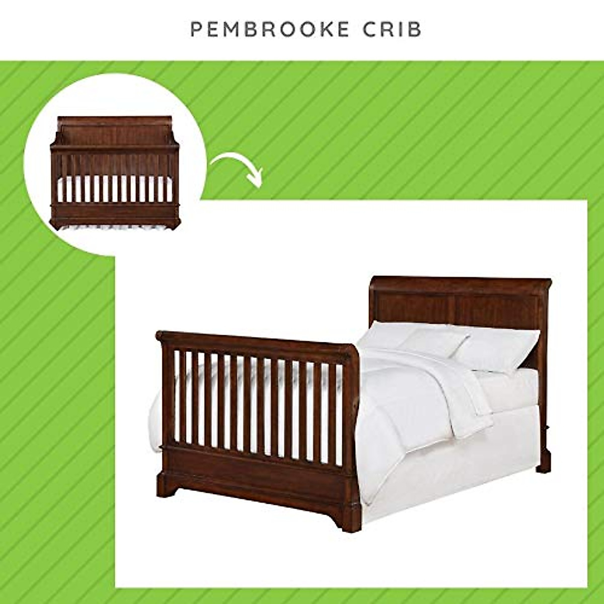 CC KITS Full-Size Conversion Kit Bed Rails Compatible with Bertini Baby Crib | Multiple Finishes Available (Dark Walnut)