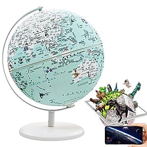 360° Rotating Globe - Educational Globe for Kids, Interactive AR World Globe, Illuminated 360° Rotating Globe Lamp, Educational Earth Globe for Birthday Halloween Christmas Gift Desk Decor (Blue)