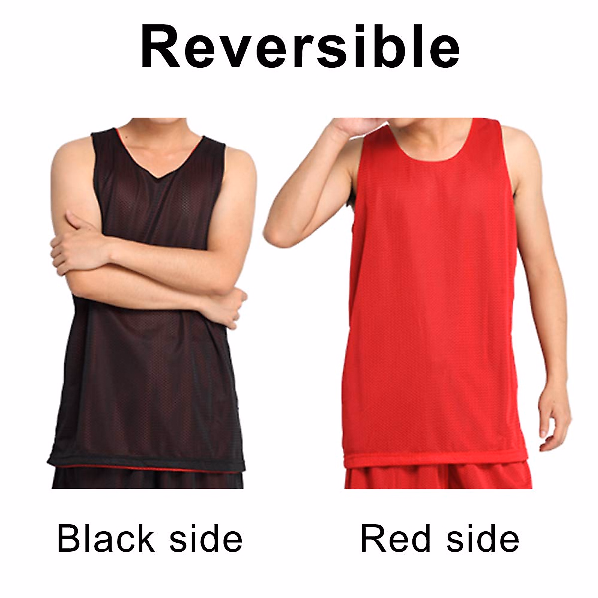 TopTie Reversible Basketball Jerseys Men's Tank Top Mesh Tank Lacrosse Jersey for Adult Youth-Green/White-XXL