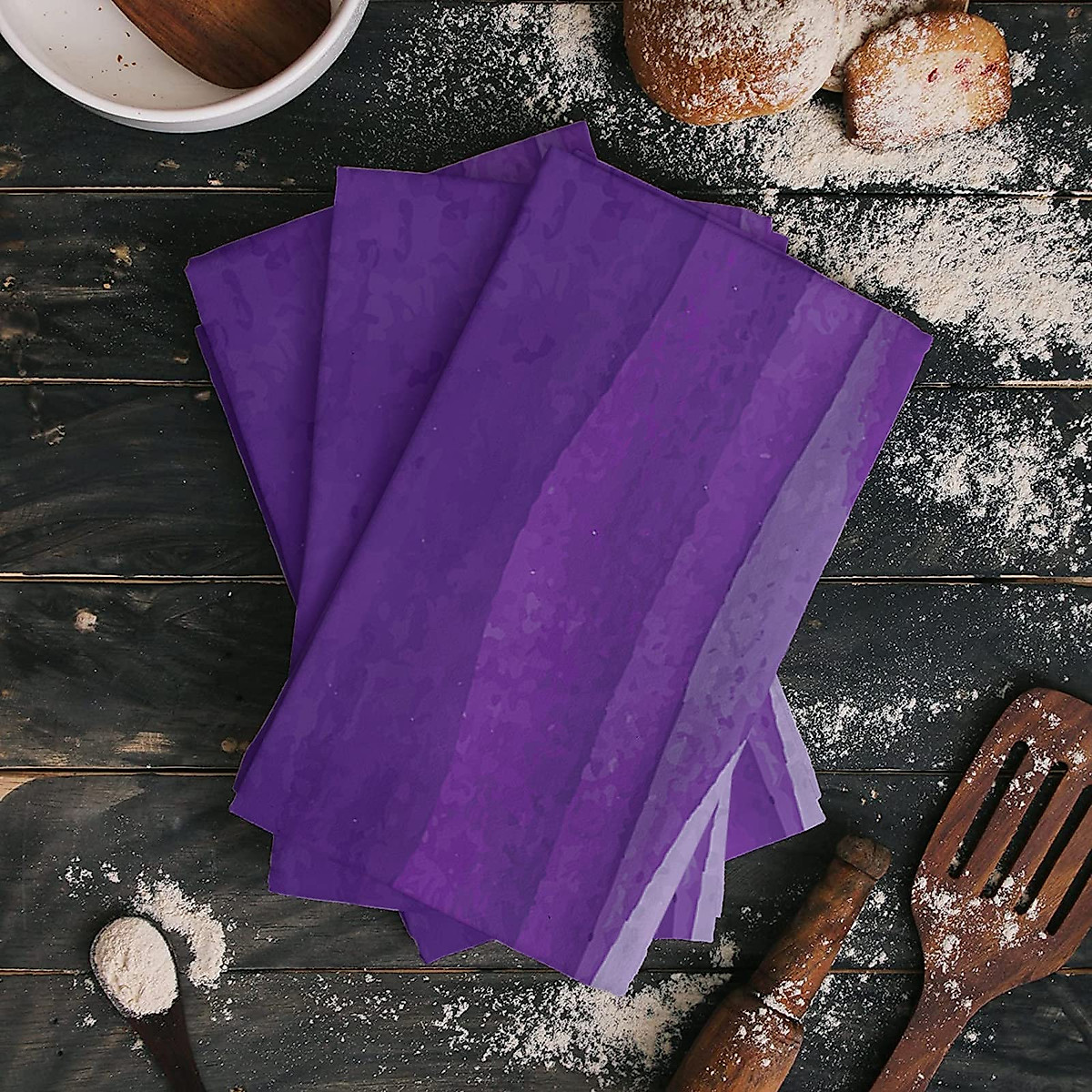 Kitchen Towels Set Ombre Purple Dish Towel Lavender Purple White Dishcloths 3 Pack, 18x28 Inches Absorbent Soft Cotton Dish Cloths Bar Towels & Tea Towels